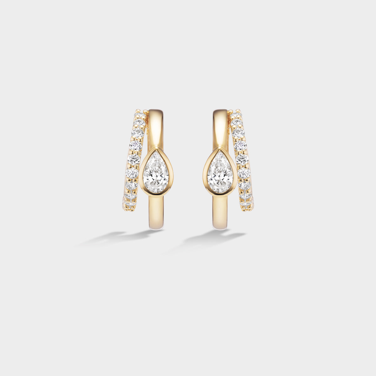 Pear Double Huggies - Yellow Gold | Fiametta